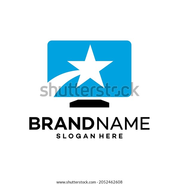 Computer Star Icon Logo Design Template Stock Vector (Royalty Free ...