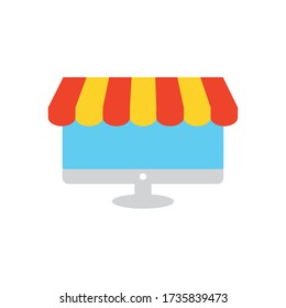 Computer Store Tent Icon Over White Stock Vector (Royalty Free ...