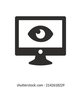 Computer Surveillance Icon On White Background Stock Vector (Royalty ...