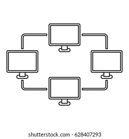 Computer Transmission Information Icon Outline Style: ภาพประกอบสต็อก ...