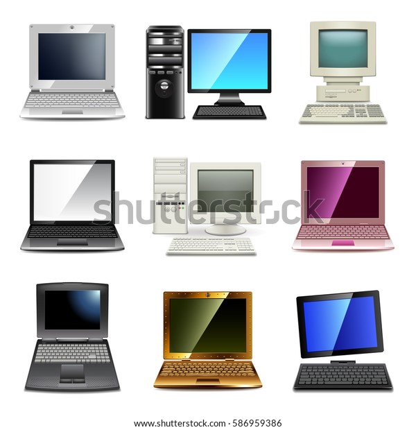 Computer Types Icons Photo Realistic Vector Stock Vector (Royalty Free ...