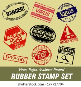 Computer Viruses Themed Rubber Stamp Set: เวกเตอร์สต็อก (ปลอดค่า ...
