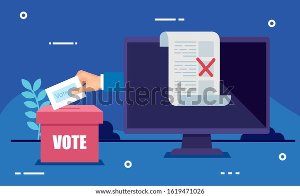Computer Vote Online Hand Ballot Box Stock Vector (Royalty Free ...