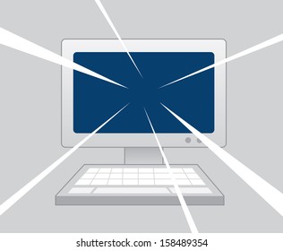 Computer White Lines Shooting Out Screen Stock Vector (Royalty Free ...