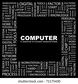 Computer Word Collage On Black Background Stock Vector (Royalty Free ...