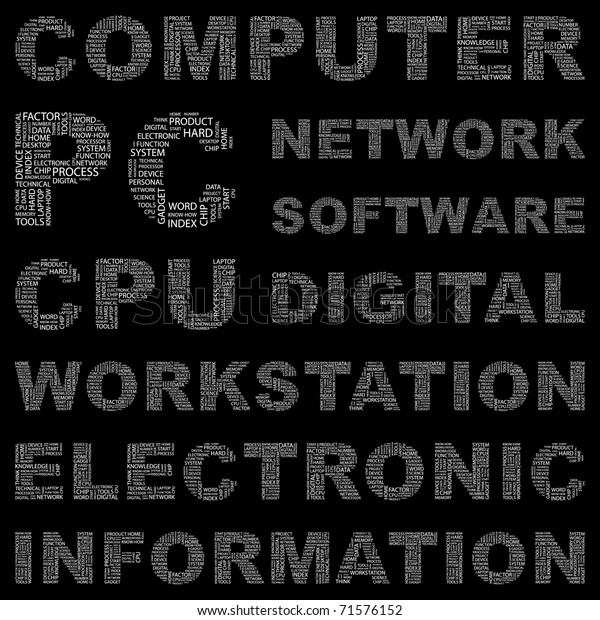 Computer Word Collage On Black Background Stock Vector (Royalty Free ...