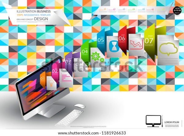 Computerfolder Iconcolorful Backgroundgeometry Illustration Business ...