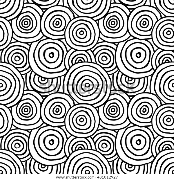 Concentric Circles Hand Drawn Seamless Pattern เวกเตอร์สต็อก (ปลอดค่า ...