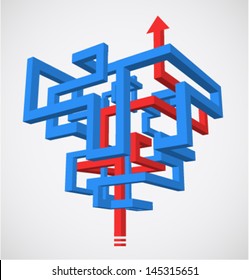 Concept 3d Maze Successfull Strategy: ilustración de stock 177533516 ...