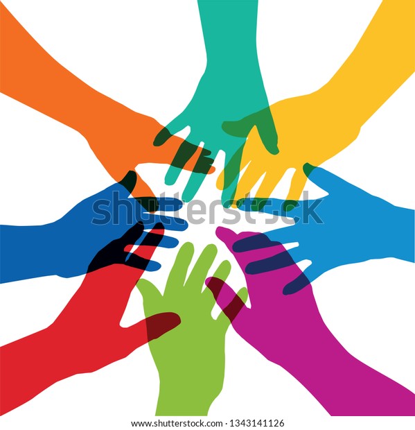 Concept Alliance Group Eight Hands Different Stock Vector (Royalty Free ...