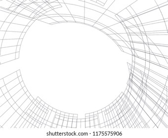 Concept Abstract Linear 3d Architecture Stock Vector (Royalty Free ...