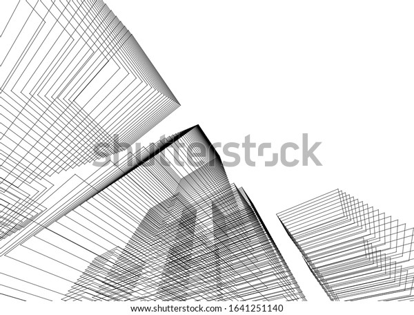 Concept Architecture City Buildings Linear Vector Stock Vector (Royalty ...