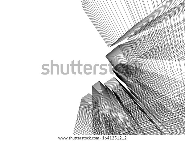 Concept Architecture City Buildings Linear Vector Stock Vector (Royalty ...