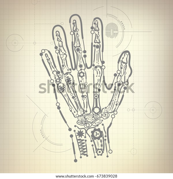 Concept Blueprint Ai Invention Robot Hand Stock Vector (Royalty Free ...