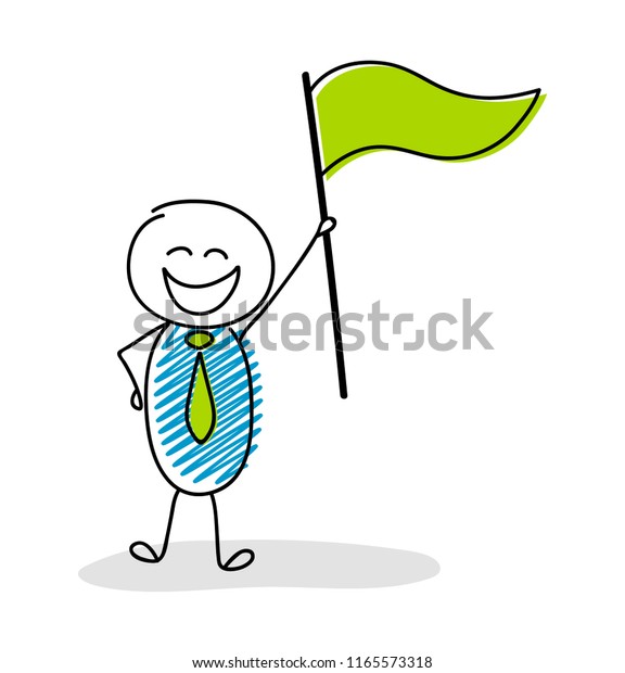 Concept Boss Cartoon Stickman Flag Vector Stock Vector (Royalty Free ...