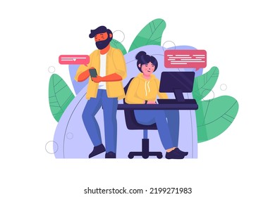 Concept Chatting People Scene Flat Cartoon Stock Vector (Royalty Free ...