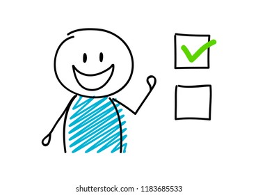 Concept Checkbox Cartoon Stickman Vector Stock Vector (Royalty Free ...