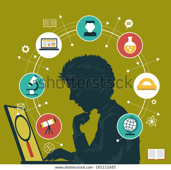 Concept Choosing Future Profession Icons Education Stock Vector ...