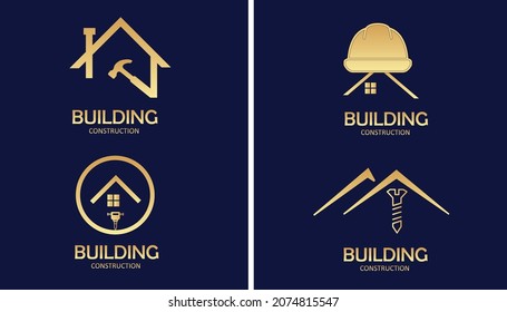Concept Construction Building Logo Gold Color Stock Vector (Royalty ...