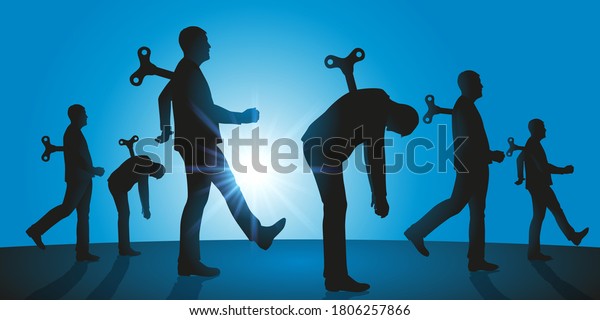 Concept Control Authority Silhouettes Several Men Stock Vector (Royalty ...