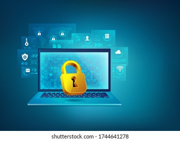 Concept Cyber Security Firewall Technology Graphic Stock Vector ...