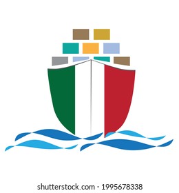 Concept Design Cargo Ship Italy Flag Stock Vector (Royalty Free ...