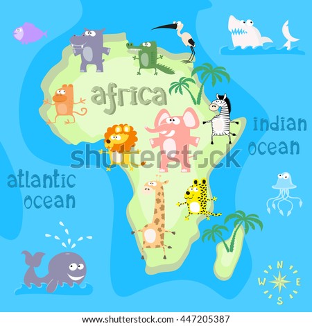 Concept Design Map African Continent Animals Stock Vector (Royalty Free ...