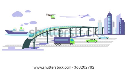 Concept Development Transport Infrastructure Icon Flat Stock Vector ...