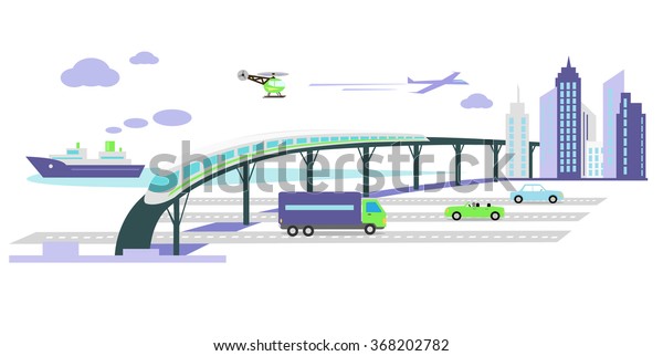 Concept Development Transport Infrastructure Icon Flat Stock Vector ...