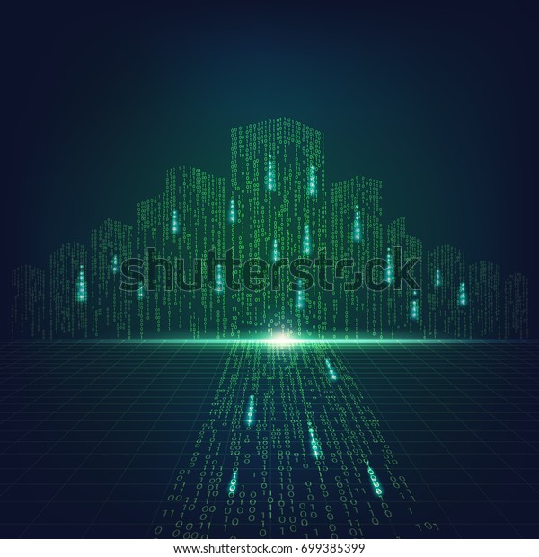Concept Digital Advancement Technology Digital Cityscape Stock Vector ...