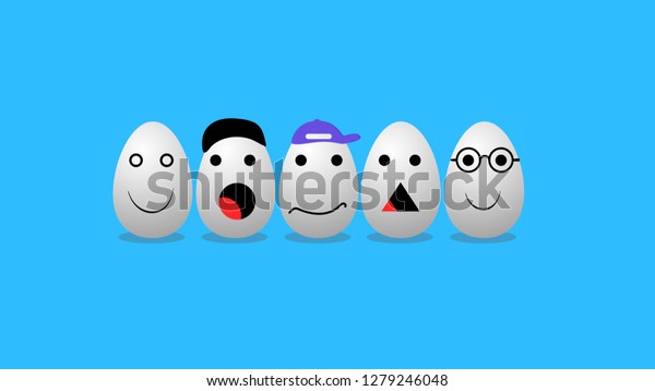 Concept Easter Egg Emotions Faces Isolated Stock Vector (Royalty Free ...
