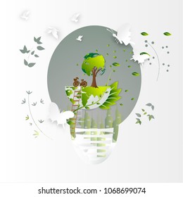 Concept Ecocreative Drawing World Map Global Stock Vector (Royalty Free ...