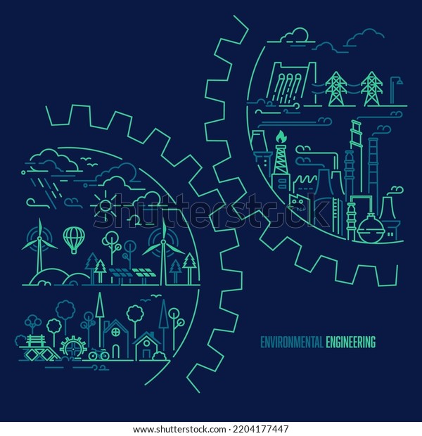 Concept Environmental Engineering Green Energy Graphic Stock Vector ...