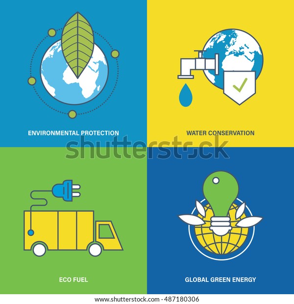 Concept Environmental Protection Water Conservation Eco Stock Vector ...
