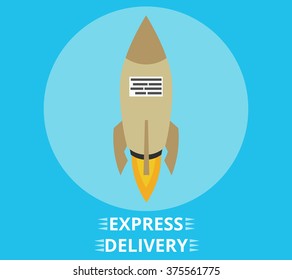 Concept Fast Delivery Service Rocket Flat Stock Vector (Royalty Free ...