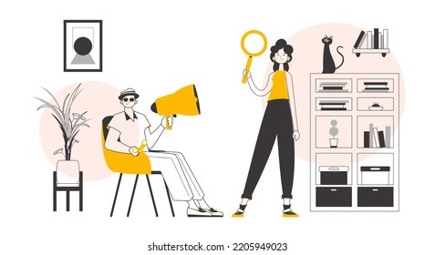 Concept Finding Employees Work Linear Trendy Stock Vector (Royalty Free ...