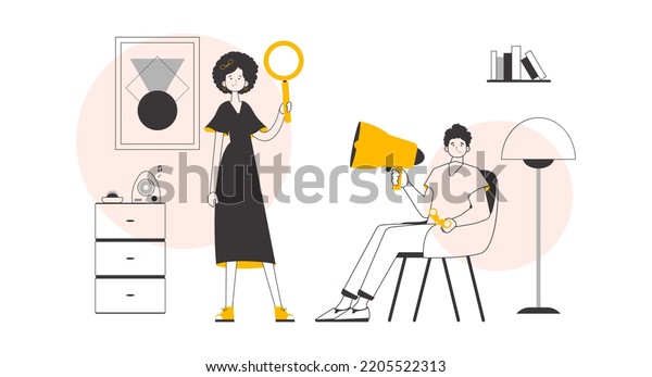 Concept Finding Employees Work Linear Trendy Stock Vector (Royalty Free ...