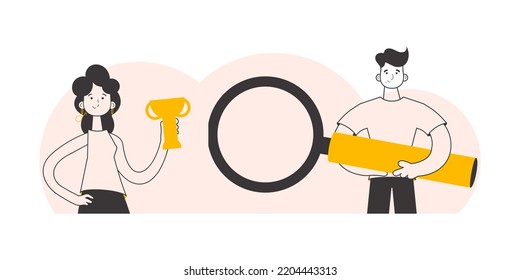 Concept Finding Employees Work Lineart Minimalistic Stock Vector ...