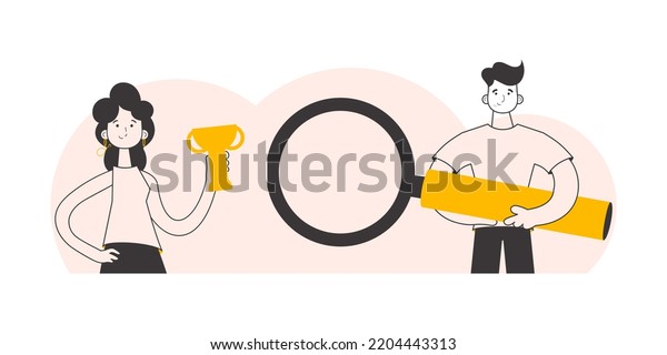 Concept Finding Employees Work Lineart Minimalistic Stock Vector ...