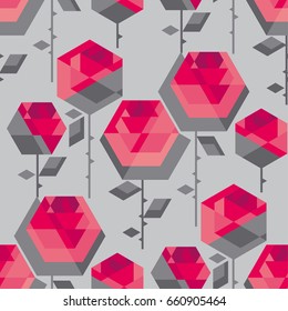 Concept Hexagon Rose Flower Vector Seamless Stock Vector (Royalty Free ...