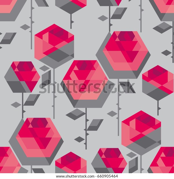 Concept Hexagon Rose Flower Vector Seamless Stock Vector (Royalty Free ...