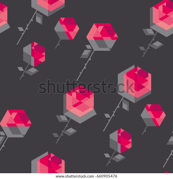 Concept Hexagon Rose Flower Vector Seamless Stock Vector (Royalty Free ...
