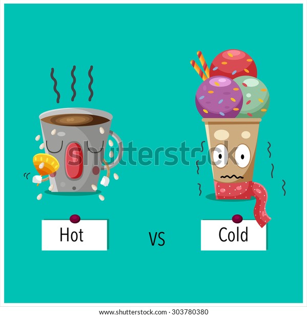 Concept Hot Cold Antonym Cartoon Design Stock Vector (Royalty Free ...