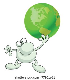 Vektor Stok Cute Astronaut Floating Earth World Cartoon (Tanpa Royalti ...