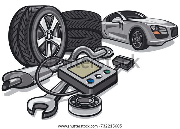 Concept Illustration Car Service Tools Stock Vector (Royalty Free ...