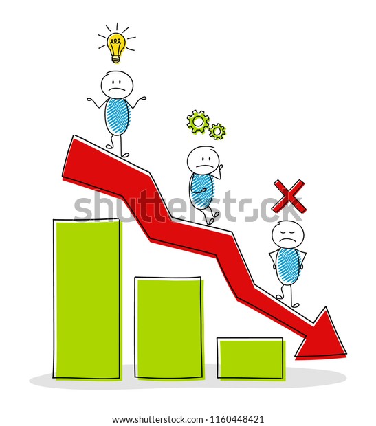 Concept Illustration Column Graph Cartoon Stickman Stock Vector ...