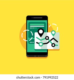 Concept Illustration Mobile Phone Map Interface Stock Vector (Royalty ...