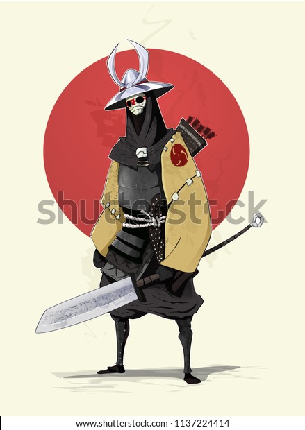Concept Illustration Samurai Red Sun On Stock Vector (Royalty Free ...