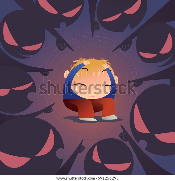 Concept Illustration Scared Little Boy Being Stock Vector (Royalty Free ...