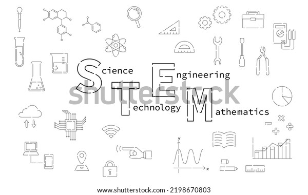Concept Illustration Stem Education Icons Scattered Stock Vector ...